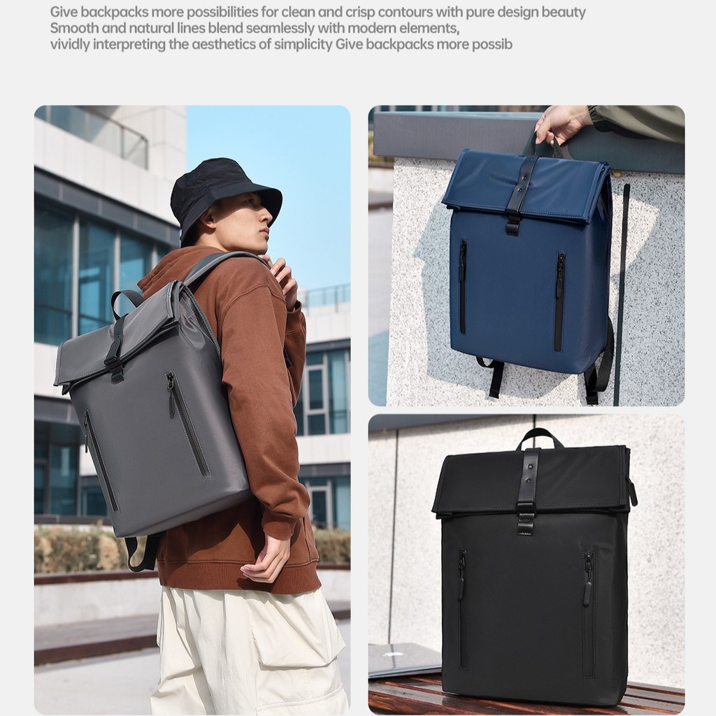 Commuter Roll-Up Backpack Men's Business Casual All-Match School Bag ...