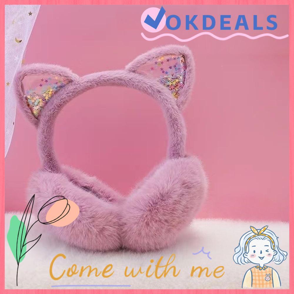 OKDEALS Ear Warmers, Foldable Cat Ears Animal Earmuffs, Outdoor Soft ...