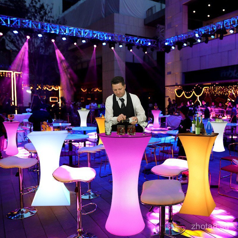 Novel LED Glowing Slim Waist Table and Chair KTV High Bar Stool Event ...