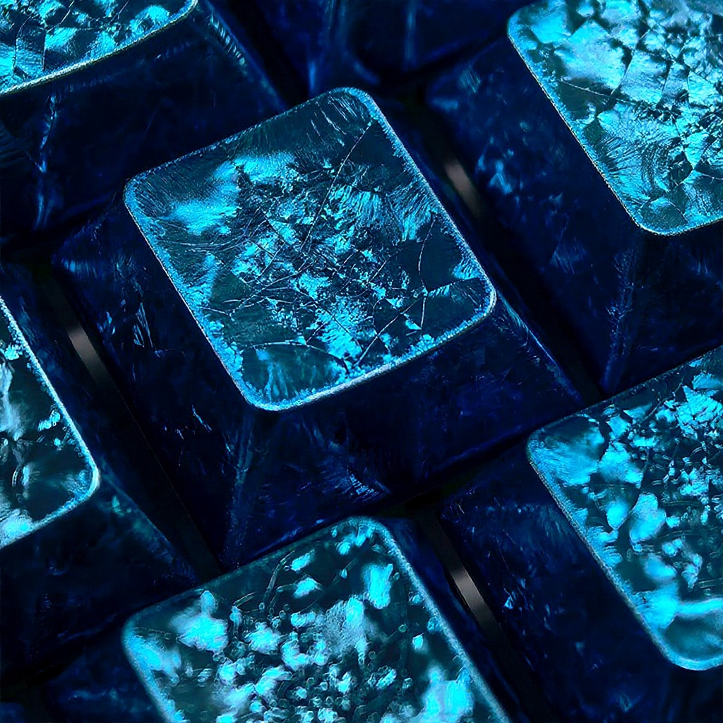 Frost Blue PBT Keycaps - 61-Key Side-Engraved Glowing Metal Texture ...