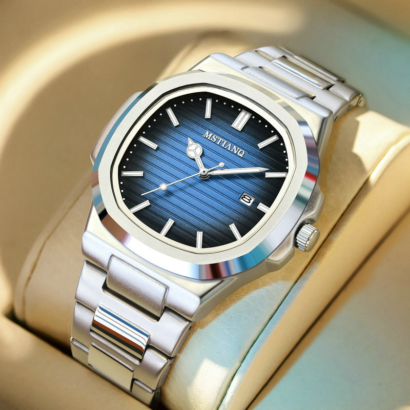 New Retro Square Nautilus Men's Watch High-end Waterproof Steel Band ...