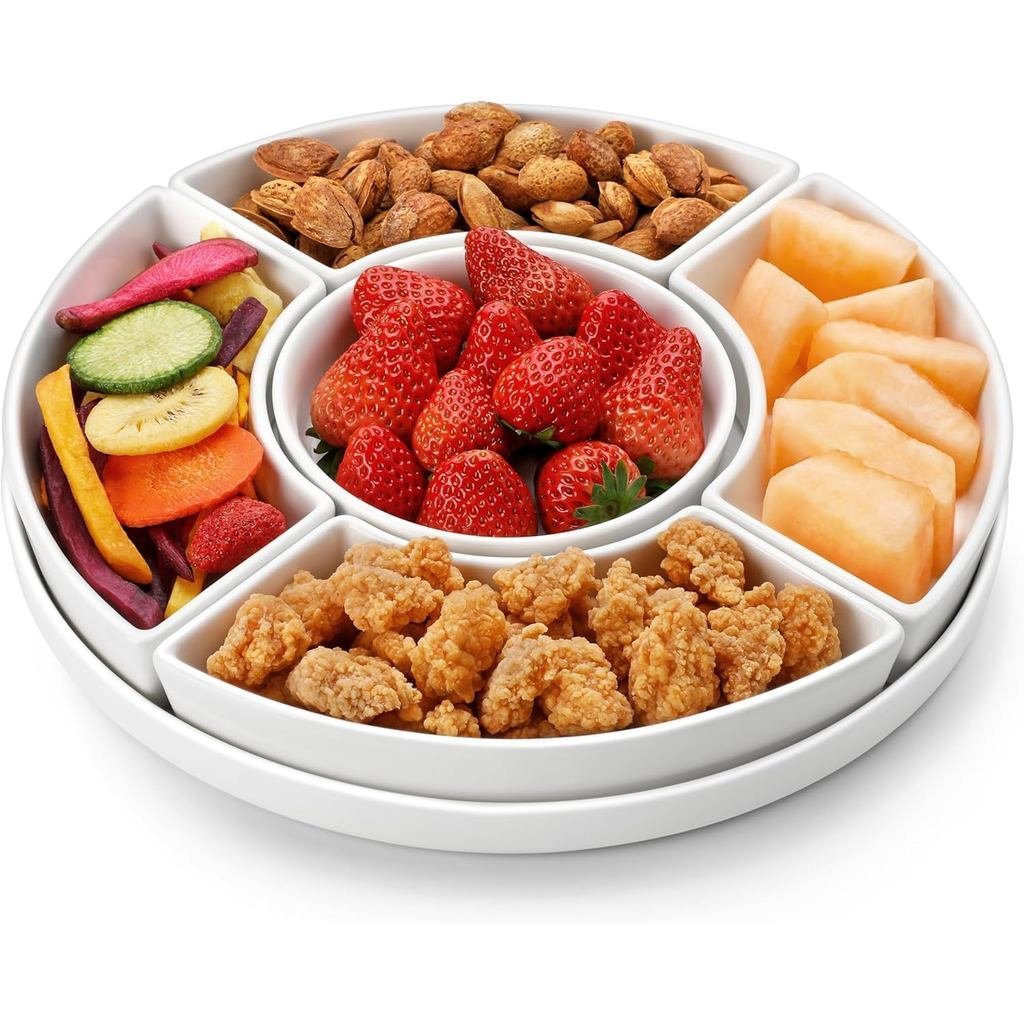 MALACASA Porcelain Divided Serving Dishes, Appetizers Tray, Serving ...