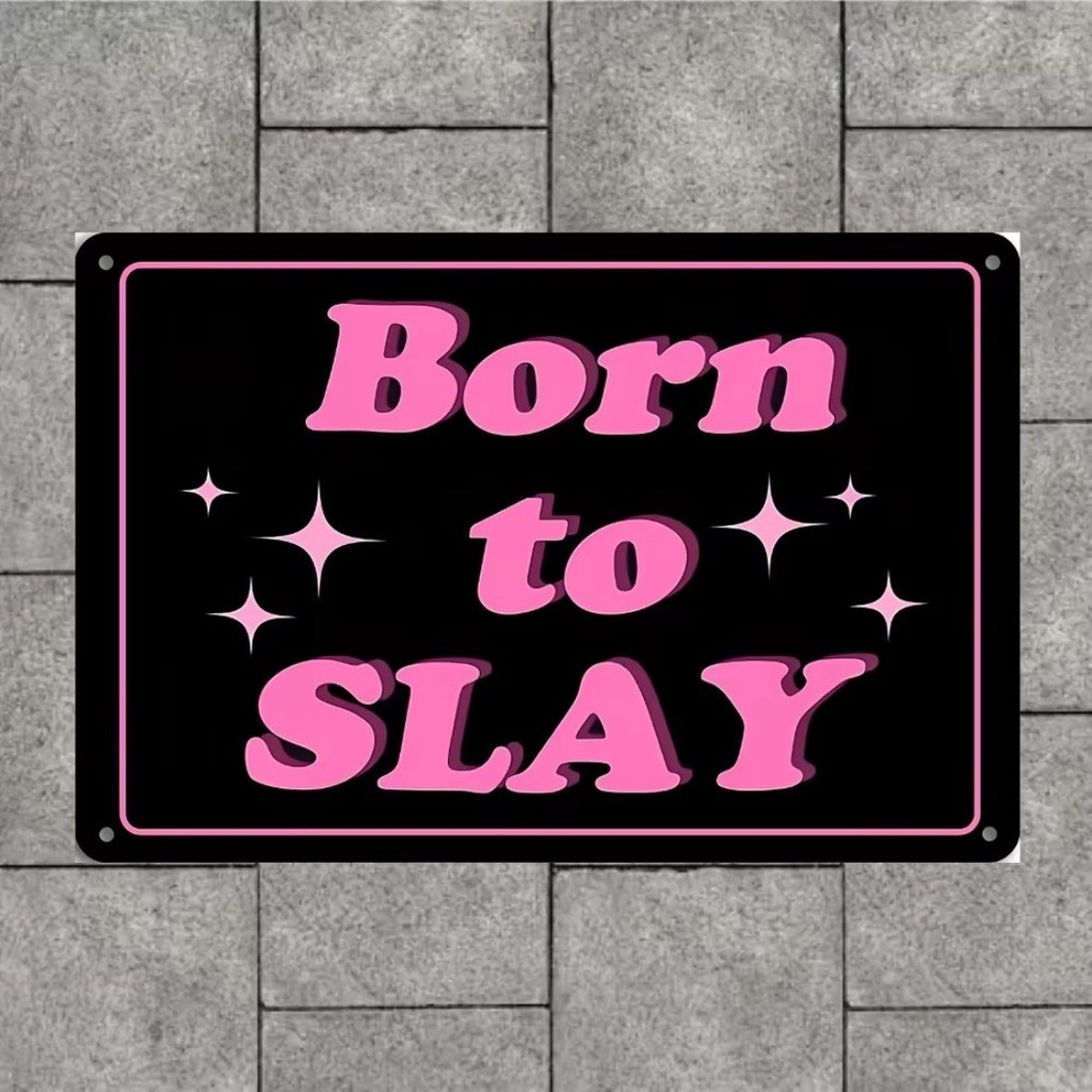 CIFbuy 2D Pink Aluminum Sign Born to Slay Coquette Aesthetic Room Decor ...