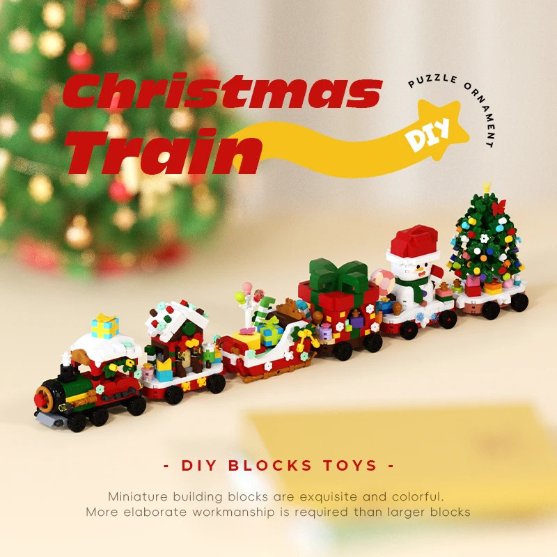 Christmas Train Building Blocks Set Santa Claus Snowman Model Toys Xams ...