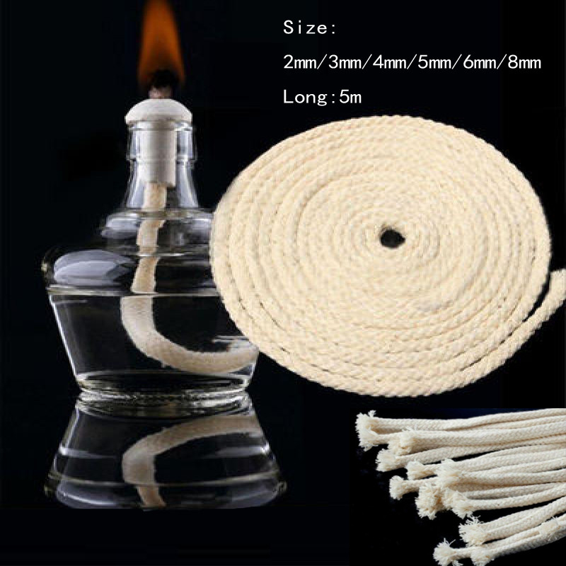 5M Long Burner Alcohol Wick Rope Cotton Wick Round Cotton Kerosene Oil ...