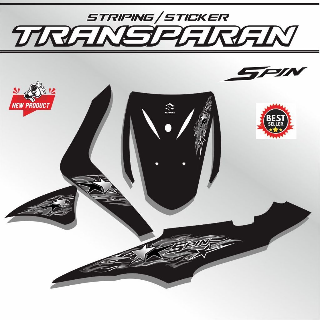 TRANSPARENT STRIPING FOR SPIN MOTORCYCLE WITH COOL MOTIF, POLE STICKERS ...