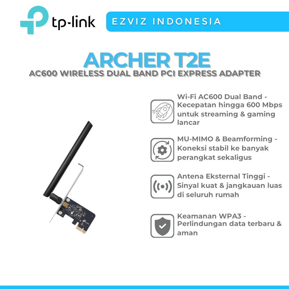 TP-LINK ARCHER T2E AC600 WIRELESS DUAL BAND PCI EXPRESS ADAPTER ...