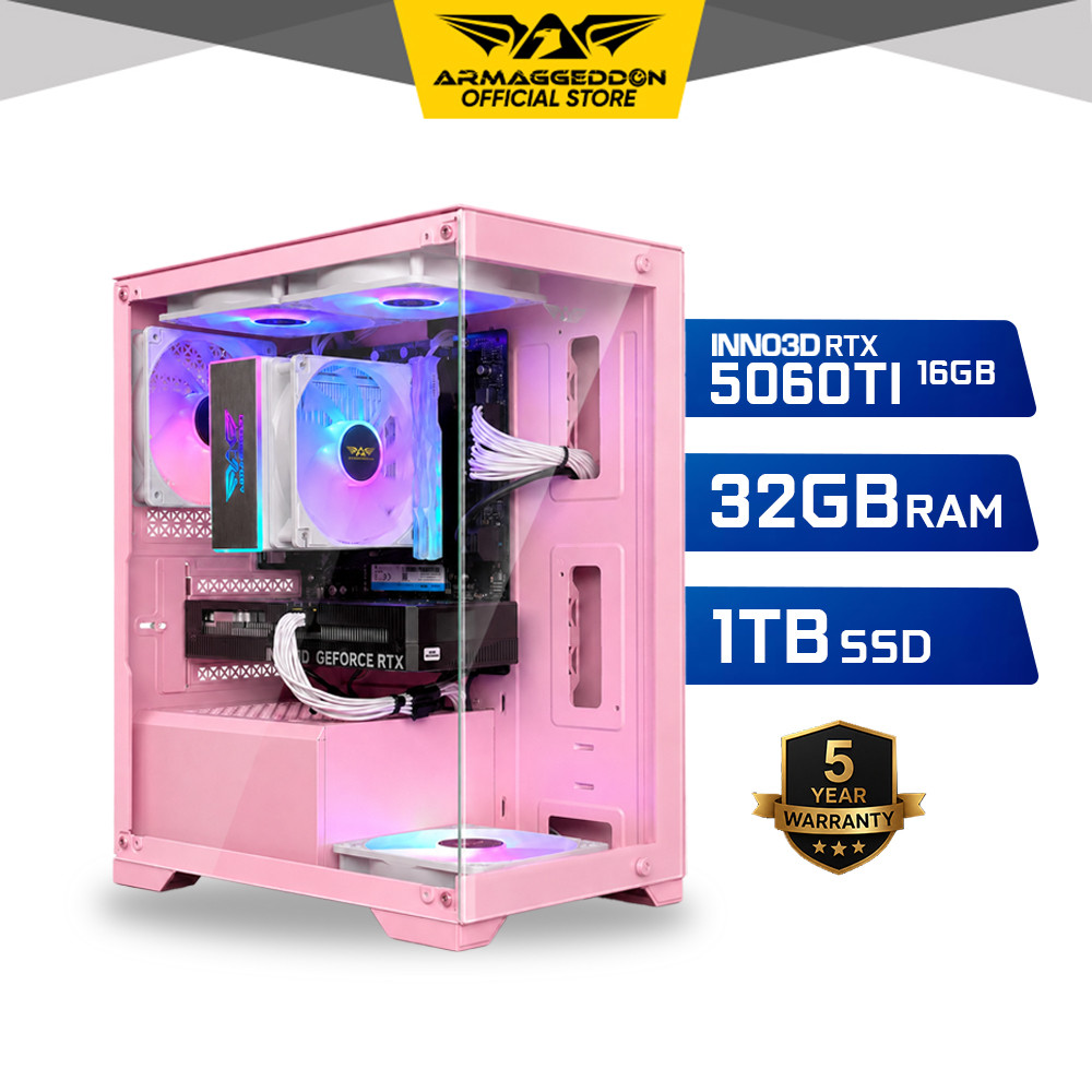 Armaggeddon Thunder Pro R7 7800X3D + RTX 5060TI 16GB Custom Desktop PC ...