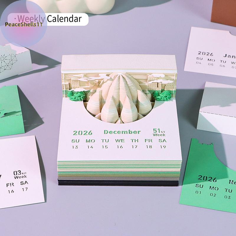 PeaceShells Time Piece Calendar 2026 Desk Calendar With LED Light 3D ...