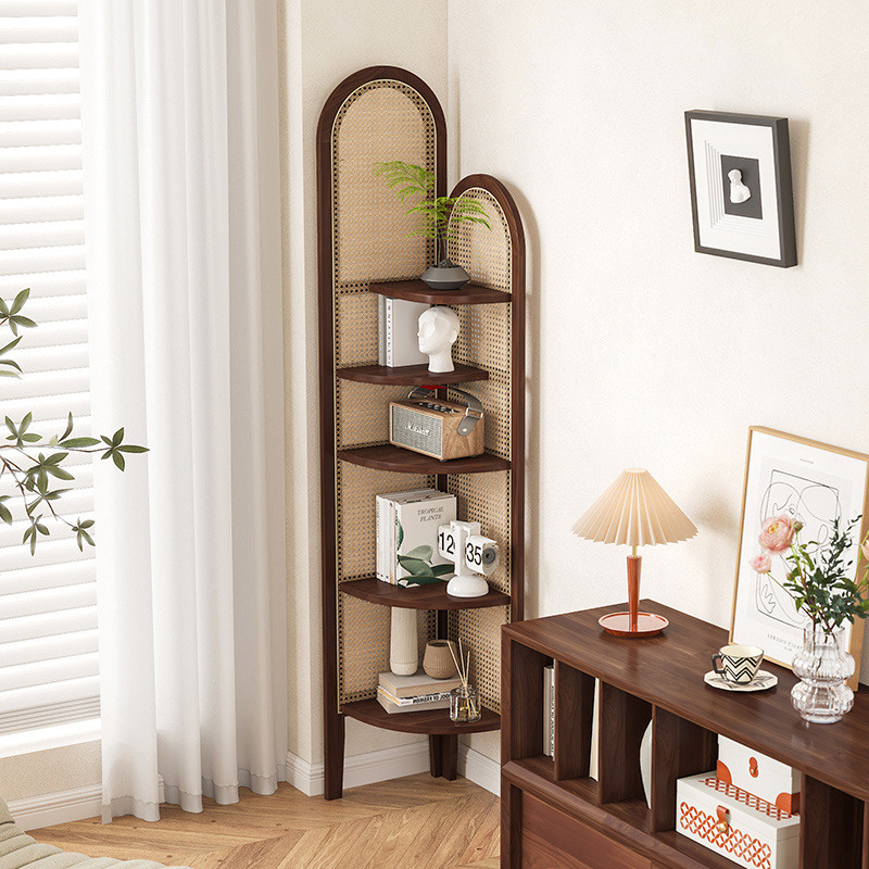 Corner Shelf Corner Cabinet Living Room Wall Corner Cabinet Rattan ...