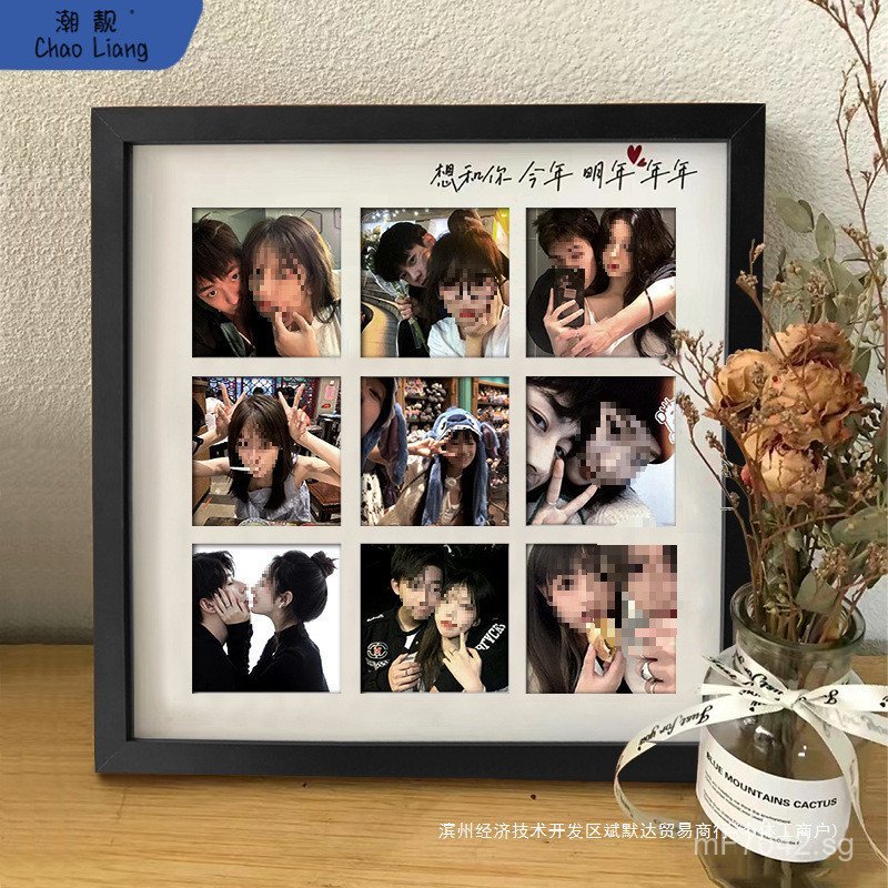 Print Puzzle Display Stand Couple Polaroid Photo Frame Solid Wood ...