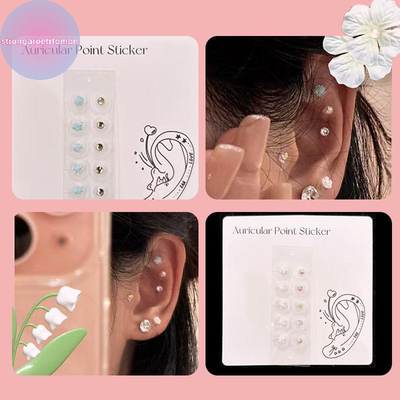 Strongaroetrtombn 10 Patch Fashion Colorful Rose Round Rhinestone Ear ...