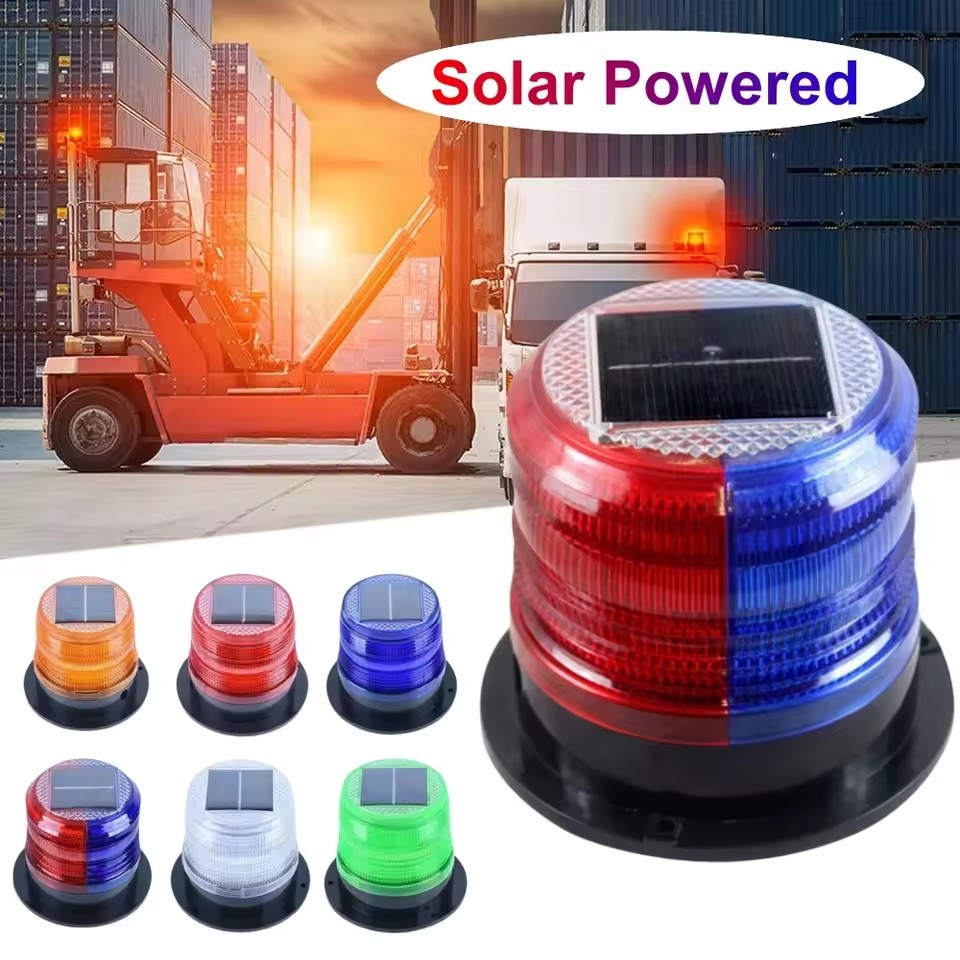 Solar Power Construction Warning Light LED Strobe Emergency Road Light ...