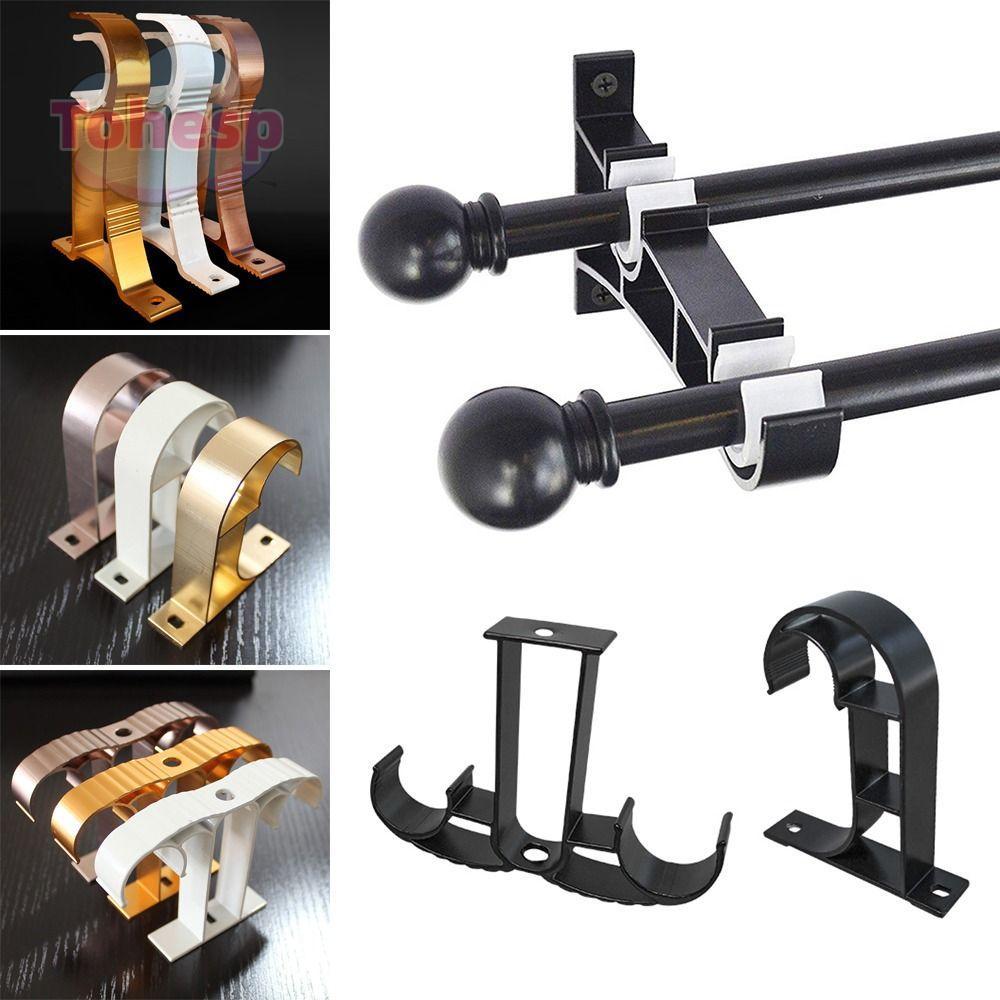 TOHESP 1Pcs Curtain Rod Bracket, Aluminum Alloy Single Double Hang ...