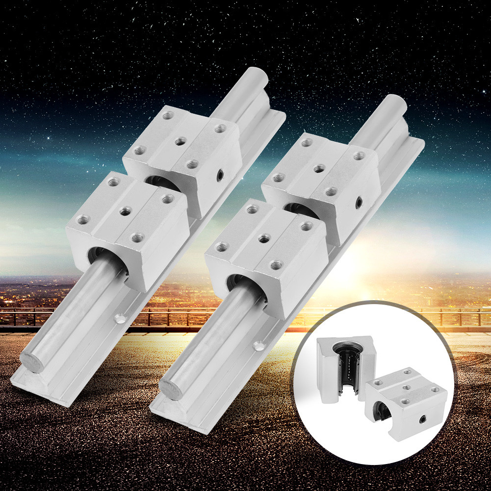 Emily-SG Linear Slide Shaft Rail SBR12 200mm with 4Pcs SBR12UU Bearing ...