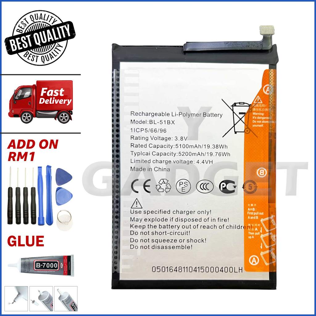 BATTERY REPLACEMENT FOR INF HOT 10 / HOT 11 / NOTE 8 BL-51BX (5200mAh ...