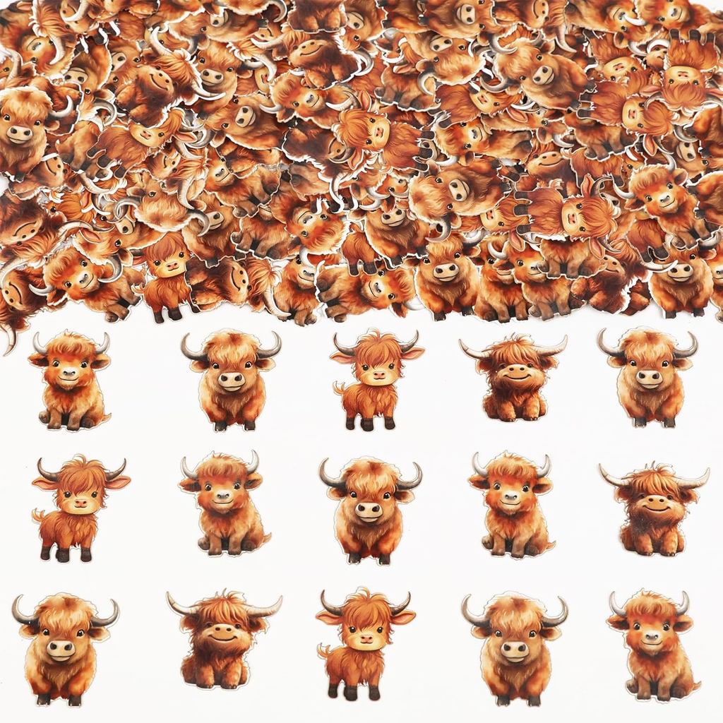 Fangleland 200 Pieces Highland Cow Confetti Birthday Table Party ...