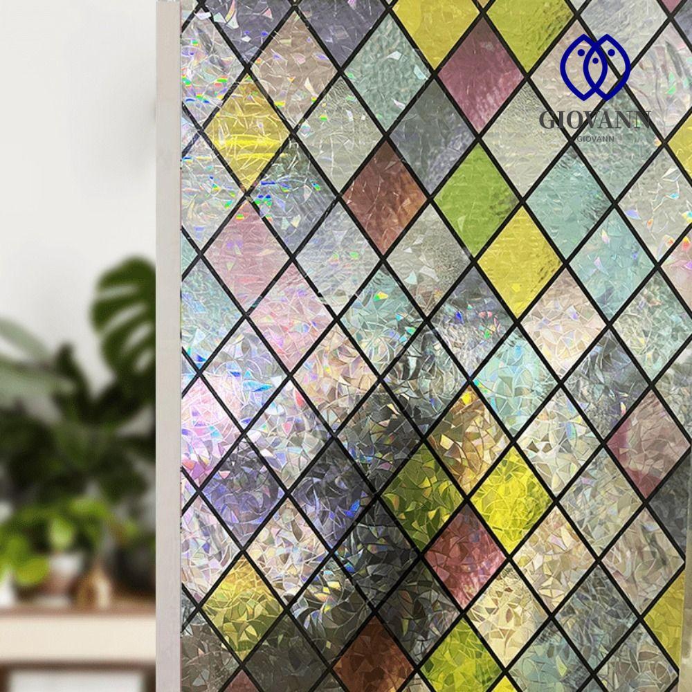 GIOVANNI Stained Glass Window Sticker, Frosted Vintage Stained Glass ...