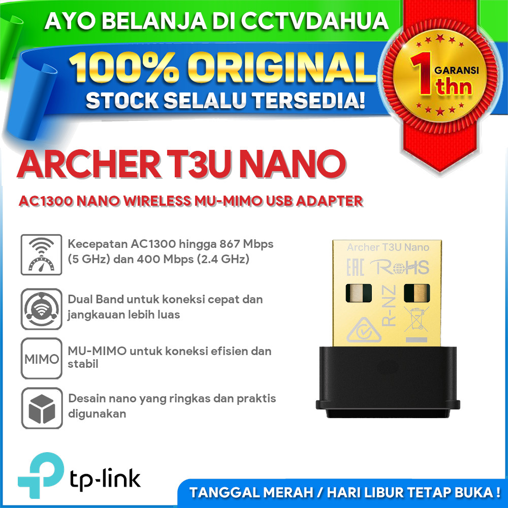 TP-LINK ARCHER T3U NANO AC1300 NANO WIRELESS MU-MIMO USB ADAPTER ...