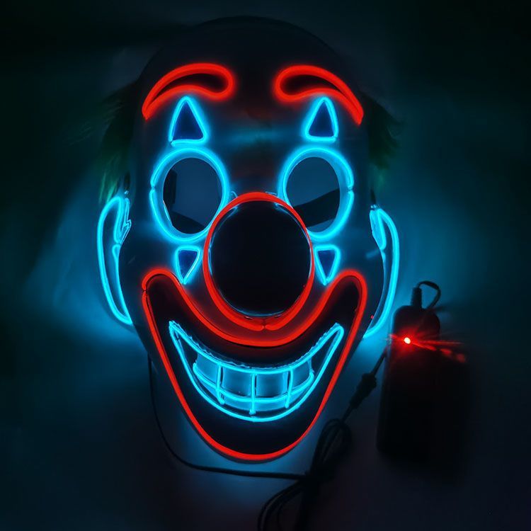 Halloween LED Glowing Mask EL Flashing Mask Full Face Fluorescent Clown ...