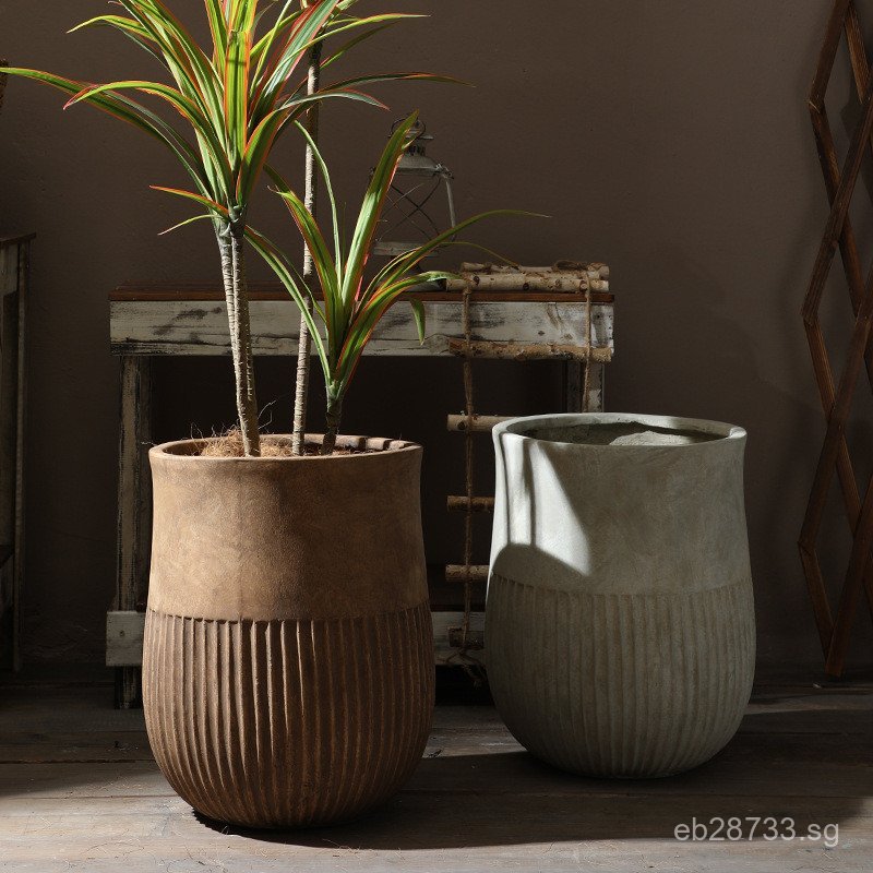 Wabi-Sabi Style Thickened Magnesium Clay Extra Large Flower Pot ...