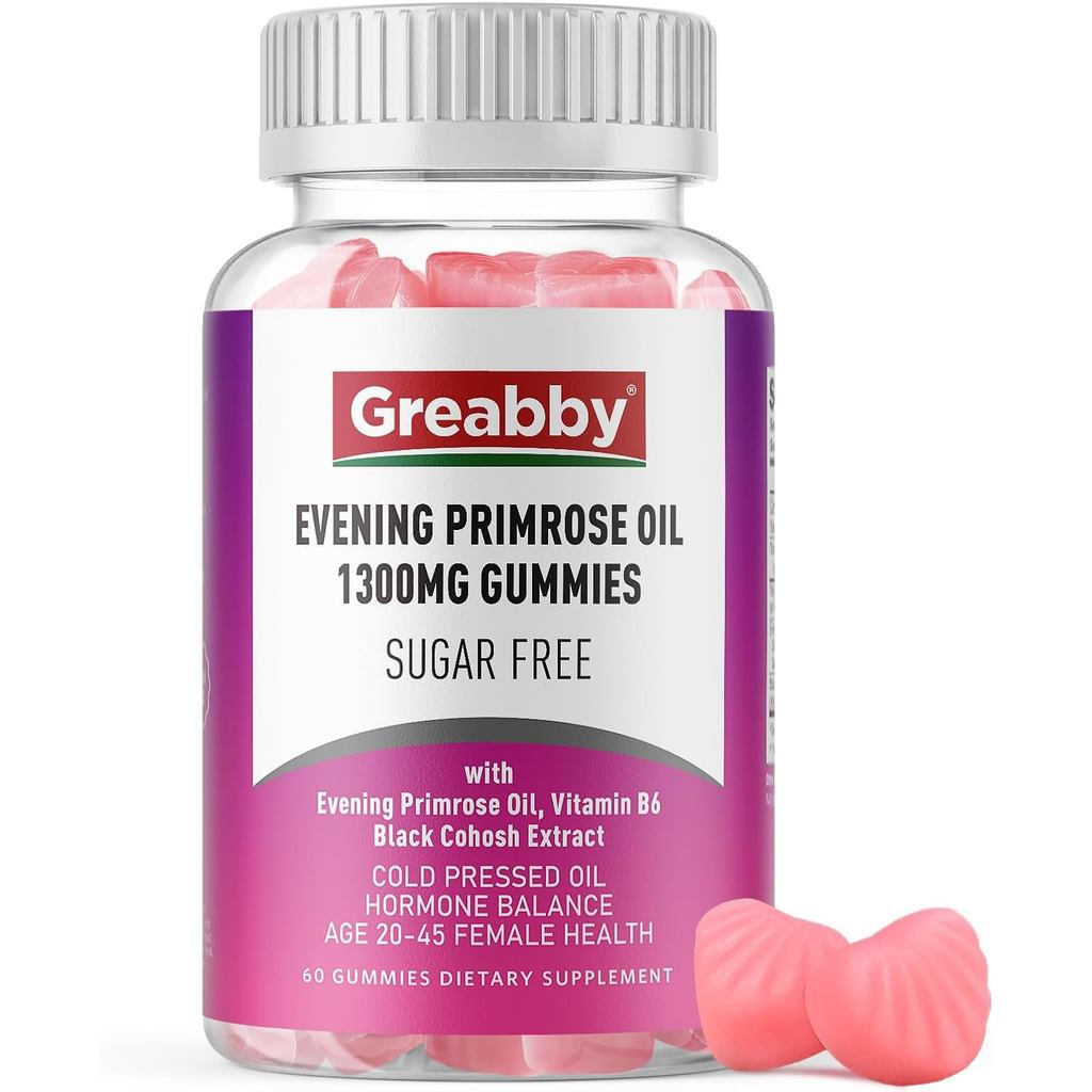 Evening Primrose Oil Gummies 1300mg with Black Cohosh & Vitamin B6 ...