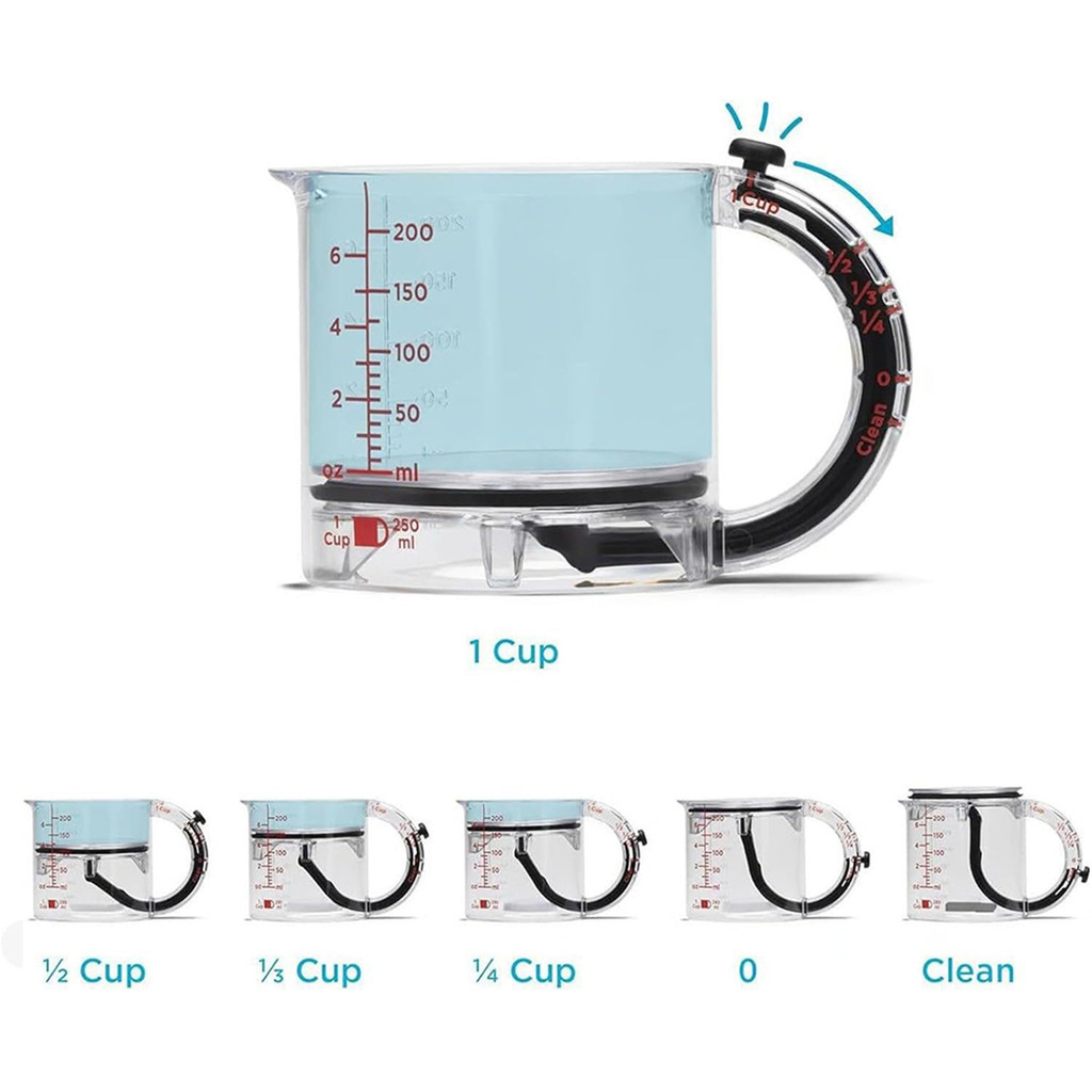 4-in-1 Adjustable Multi-Functional Measuring Cup with Scraper-Style ...