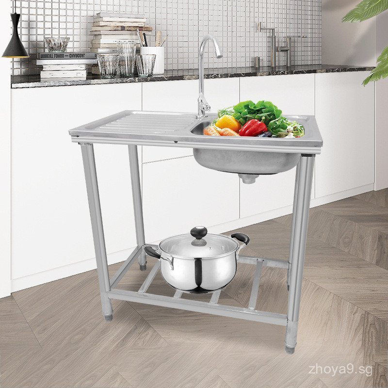 Kitchen Stainless Steel Single Bowl Sink with Platform Simple Vegetable ...