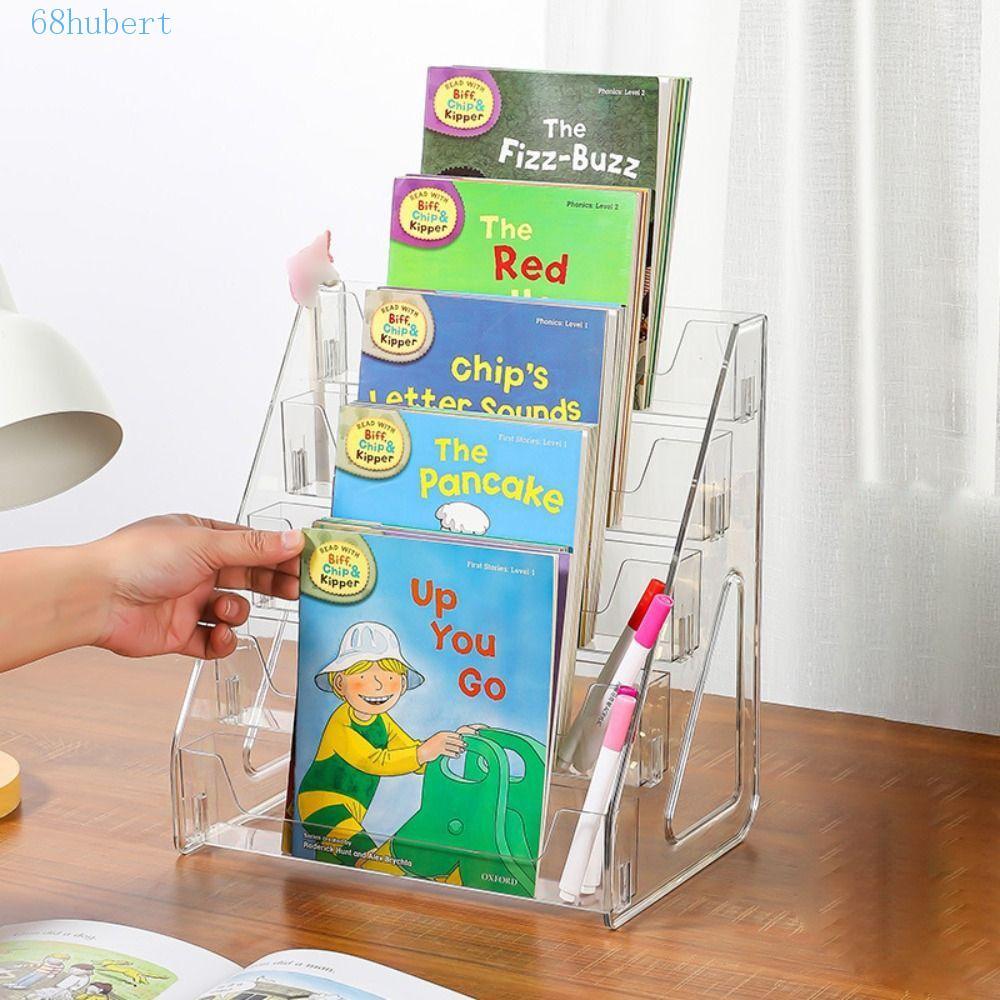 HUBERT Acrylic Book Display Rack, 5 Tier DIY Greeting Card Storage Rack ...