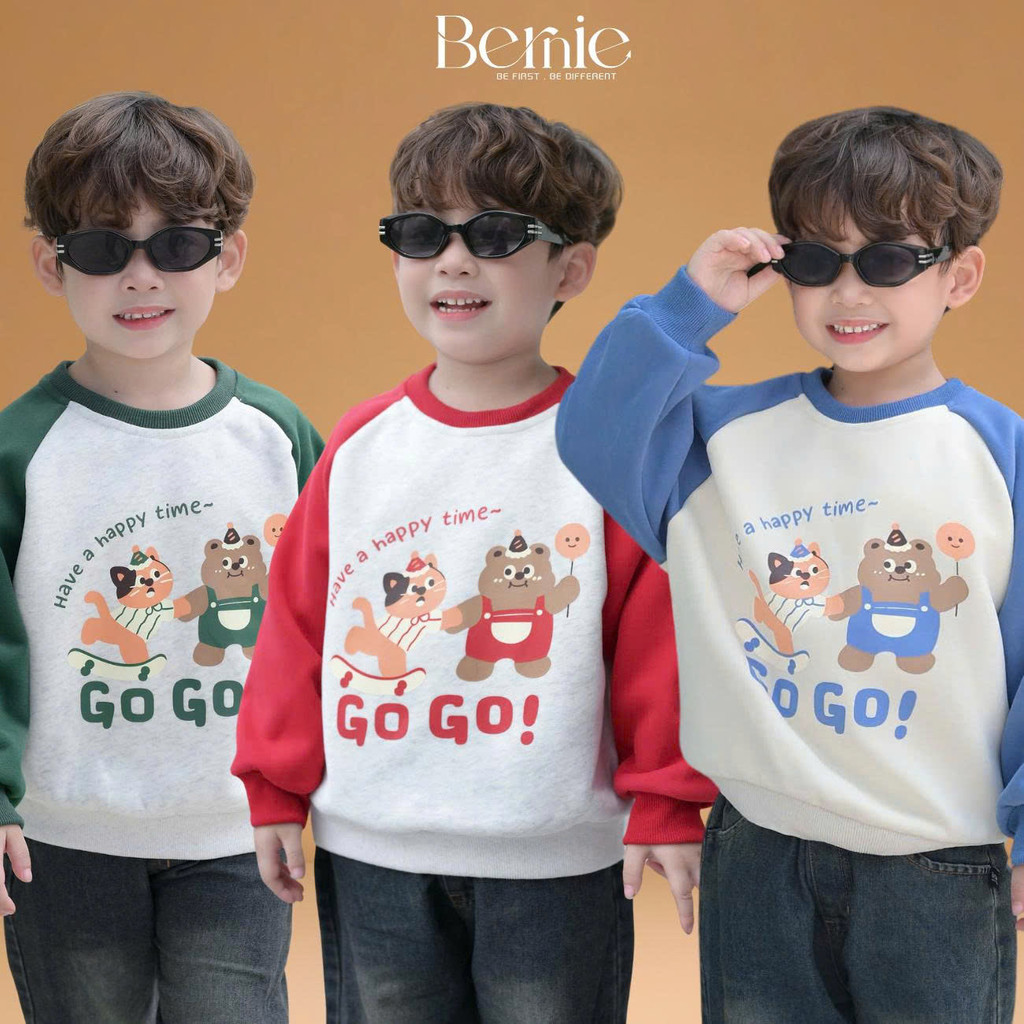 BERNIE kids Sweater Brit t-shirt with raplang sleeves and mixed colors ...
