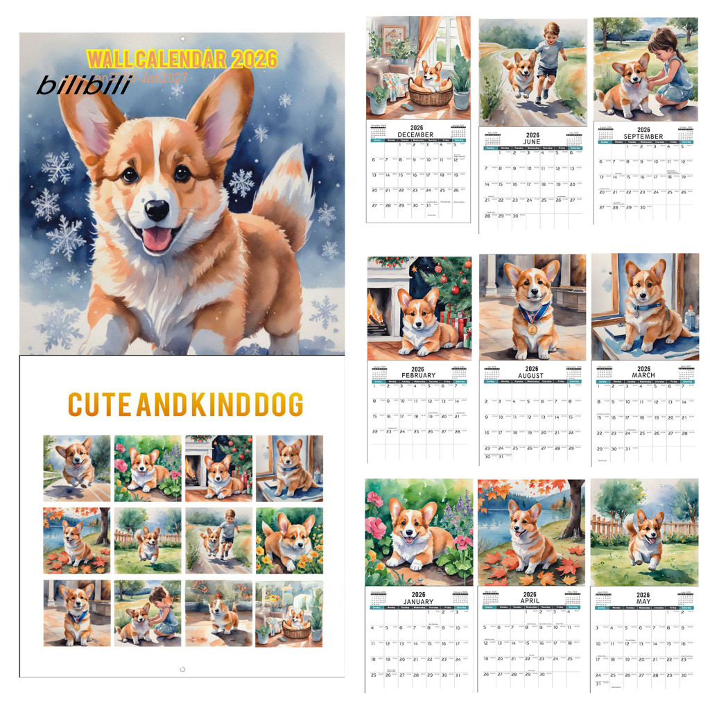 BIL Family Gift Calendar 2026 Corgi Calendar Adorable Corgi Wall ...