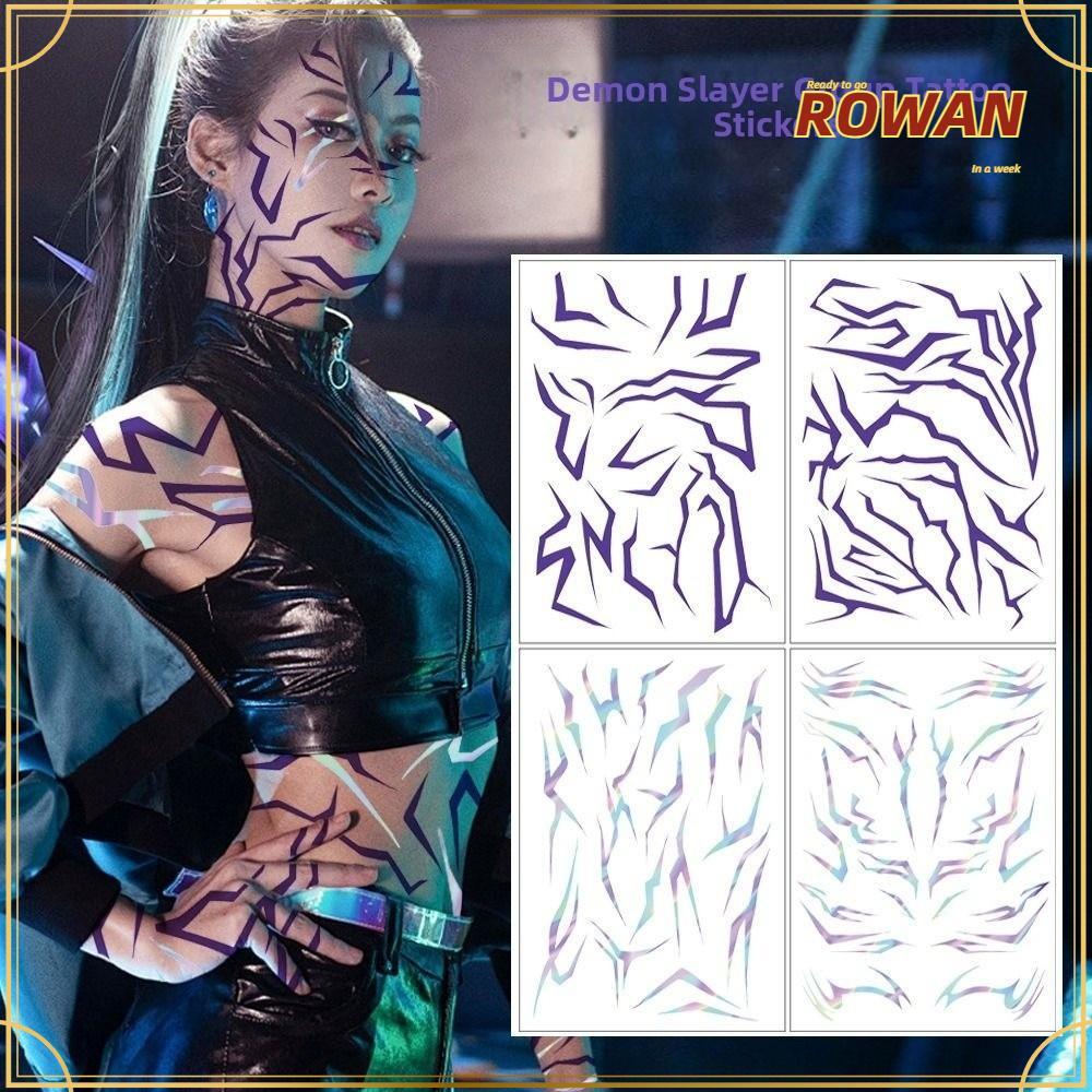 ROWANSG Temporary Tattoos, Purple Anime Devil Boy Group Cosplay Prop ...