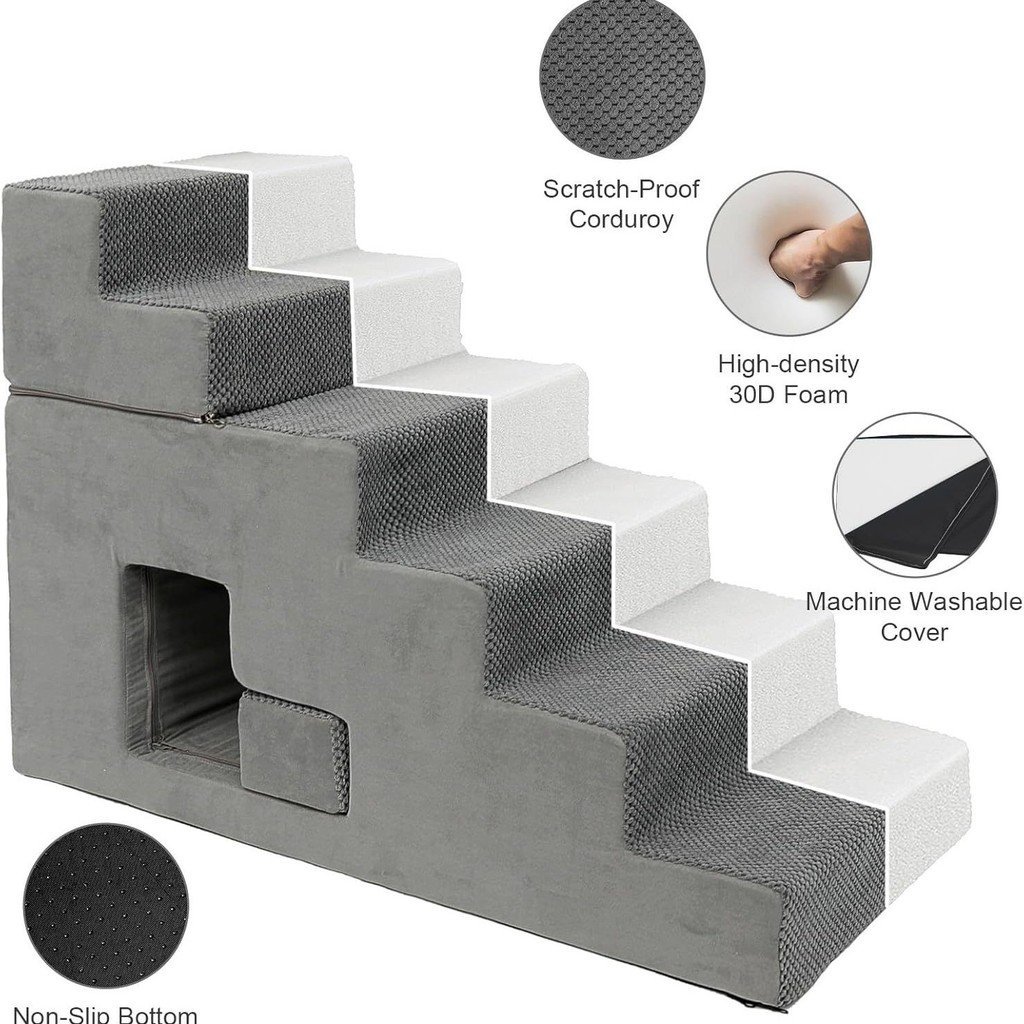 5Dog Stairs Step High-Density Pet Ladder Elevated Bed with Removable ...
