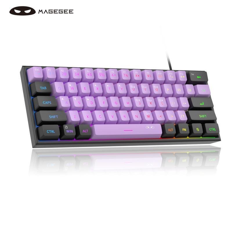 MageGee Mini 60% Membrane Gaming Keyboard, RGB Backlit 61 Key Ultra ...
