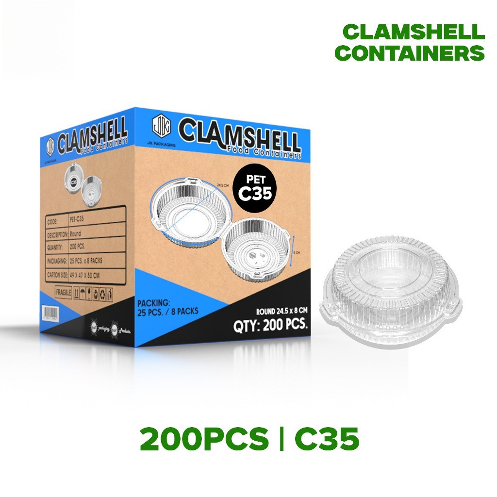 200pcs 1 BOX Plastic Clamshell Round Square Rectangle Disposable Clear ...