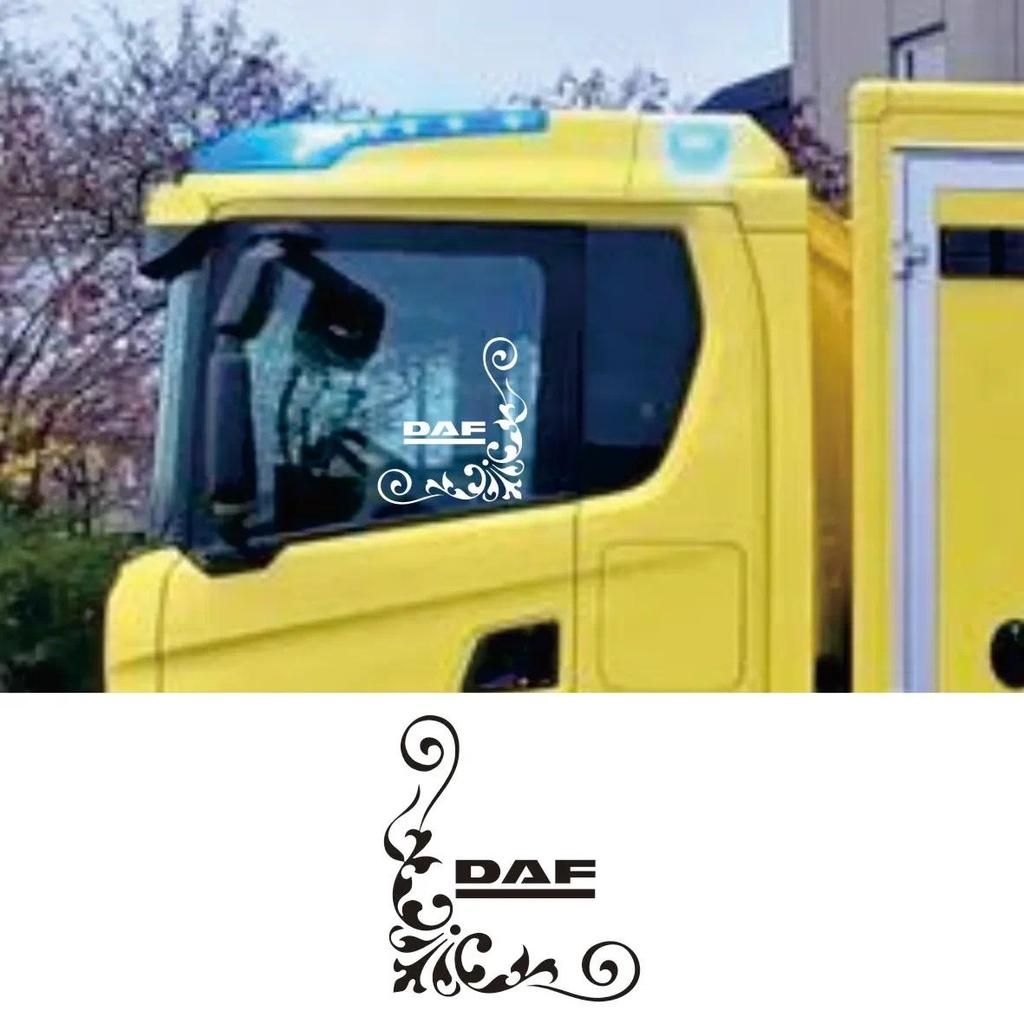 For x2 DAF Lorry Truck Cab Window Stickers Calligraphy Corner Vinyl ...