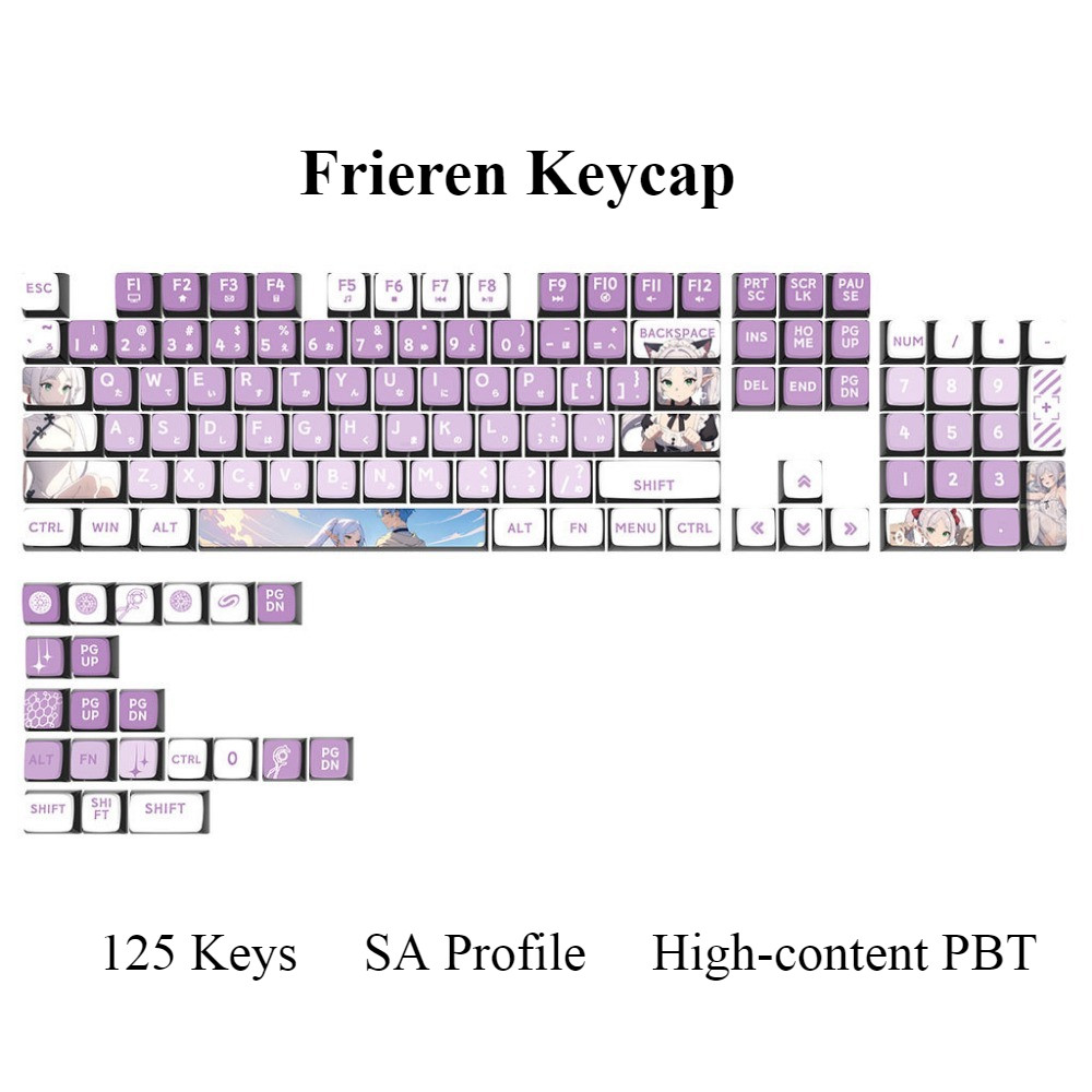 Frieren‌ Keycaps 125 Keys SA Profile PBT Wooting Aula F75 RK100 ...