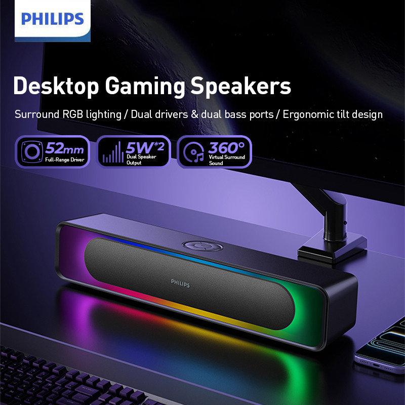 Philips SPA4110 Desktop Gaming Bluetooth Speaker | Shopee Singapore