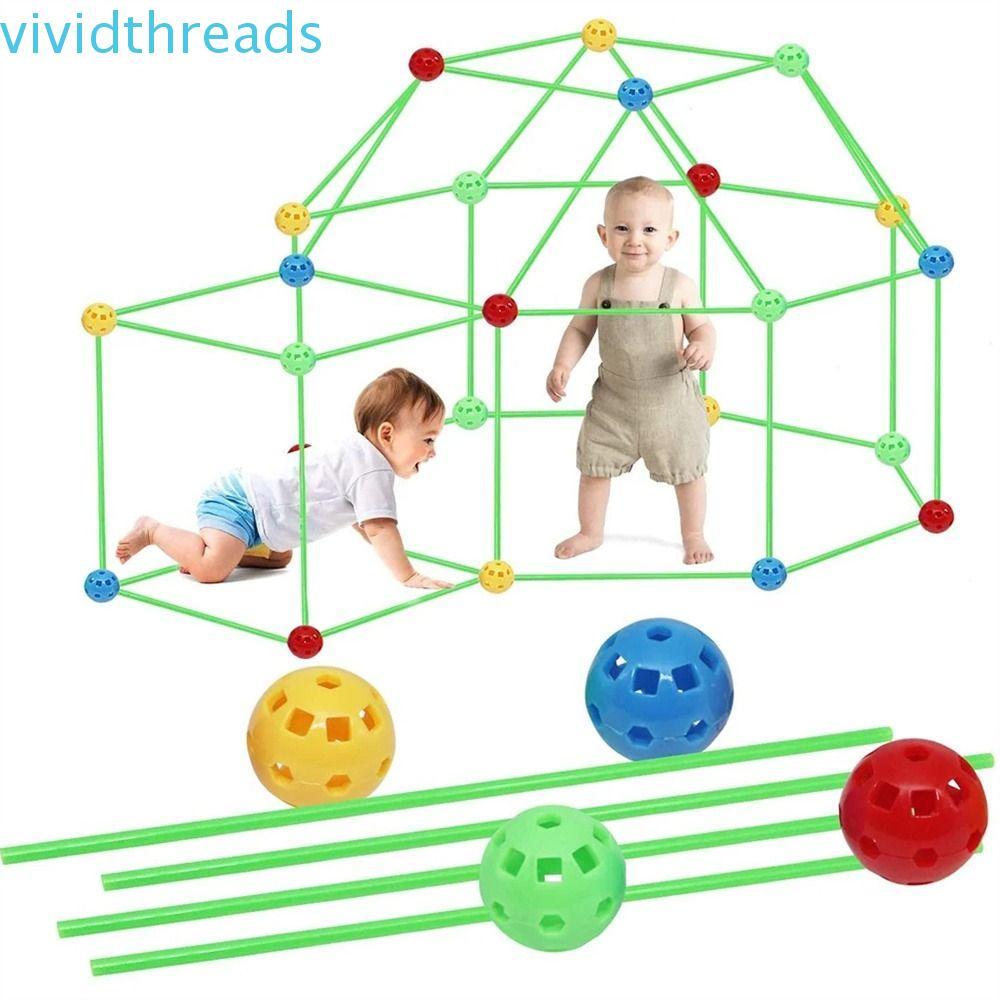 VIVIDTHREADS Construction Forts Toys, Indoor Tent 3D Play House Fort ...