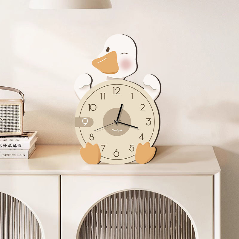 clock Cream Style Living Room Clock Tabletop Duck Cartoon Creative ...