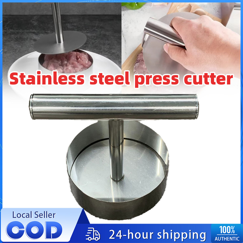 Non Stick Hamburger Press Maker Stainless Steel Manual Round Meat Pie ...