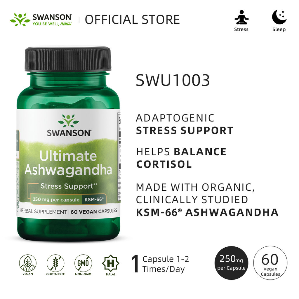 Swanson Ultimate Ashwagandha - KSM-66 (250 mg) 60 Vegan Capsules ...