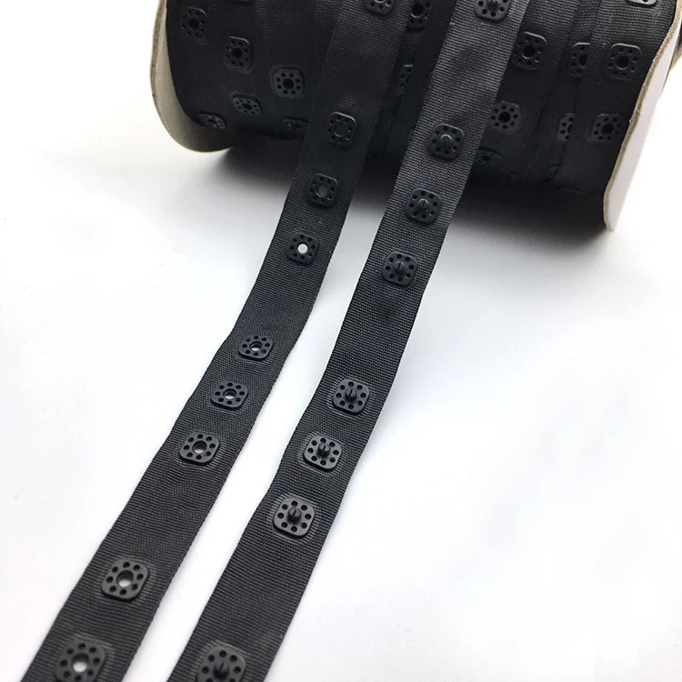 5Meter/lot Black/White 18*18*36mm plastic snap button ribbon tape trim ...