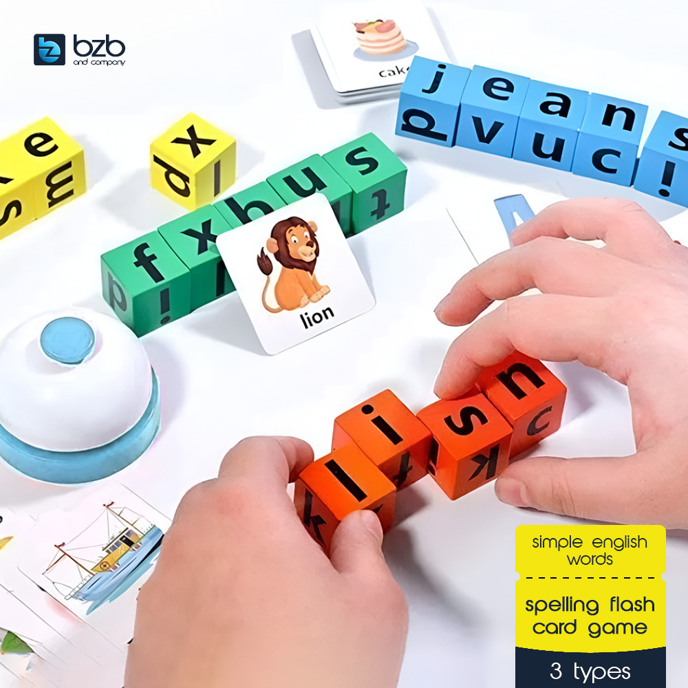 Letter Spelling Block Flash Cards Game Alphabet Matching Wooden Magic ...