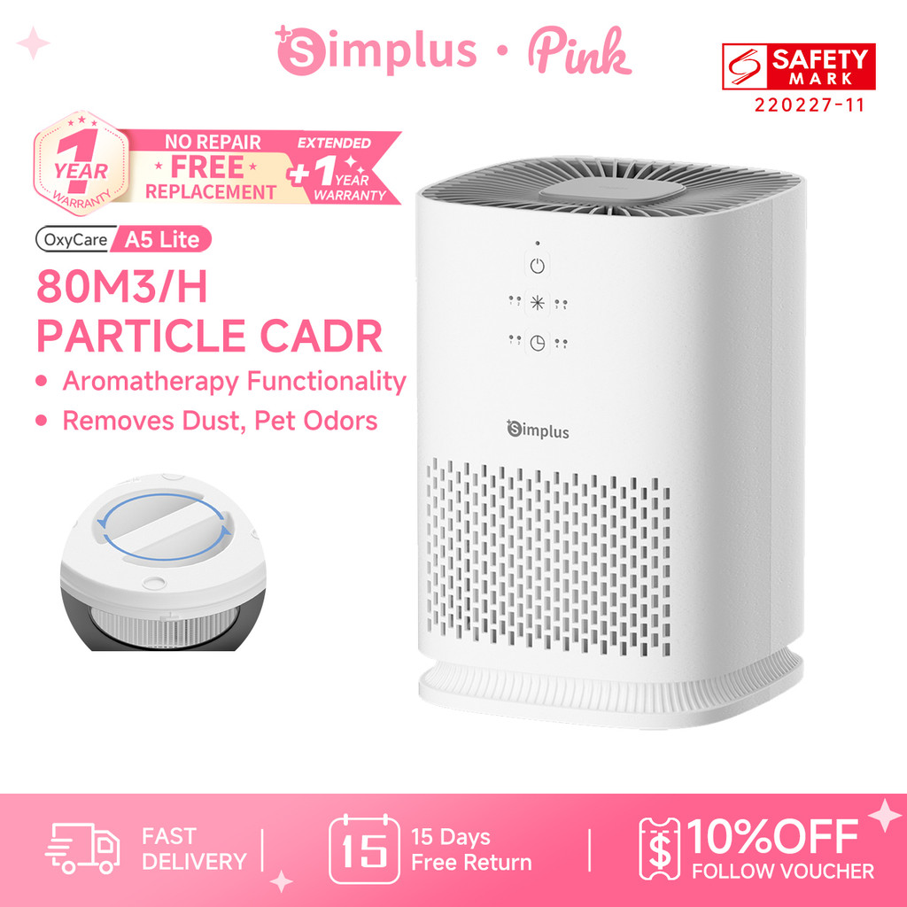 Simplus Pink Air Purifier | Compact Desktop Bedroom Use |HEPA H11 ...