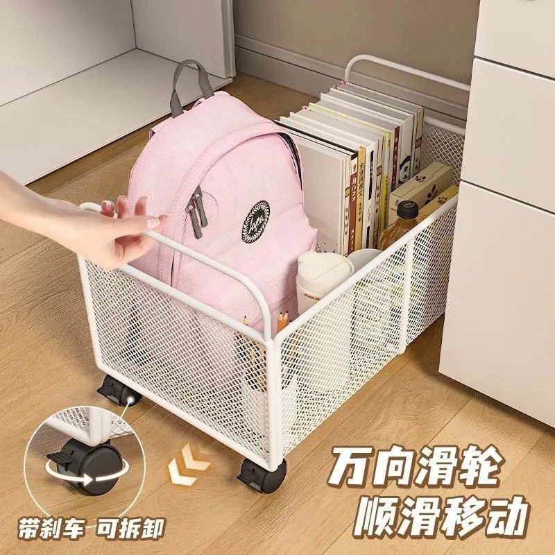 [48H Shipping] Under-Desk Book Storage Box with Movable Wheels, Student ...