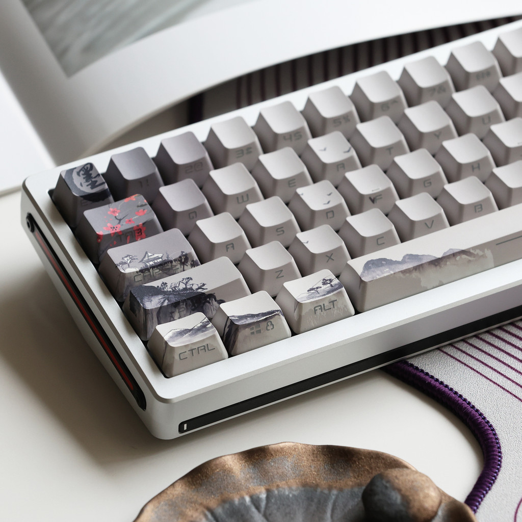 JKDK Ink Mountainscape Side Engraving Translucent OEM Keycap 68 75 84 ...