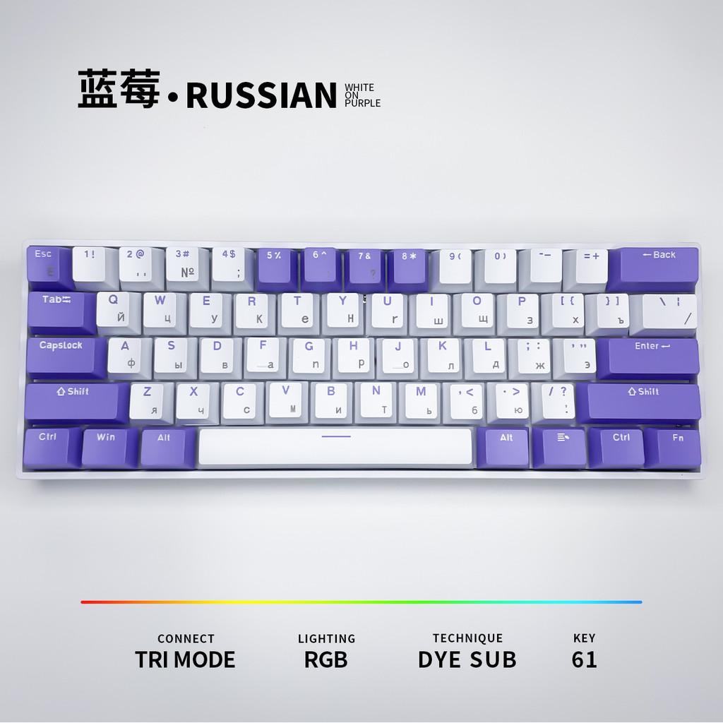 Russian Russian Blueberry Theme H61Key Position Blue Switch Wired ...