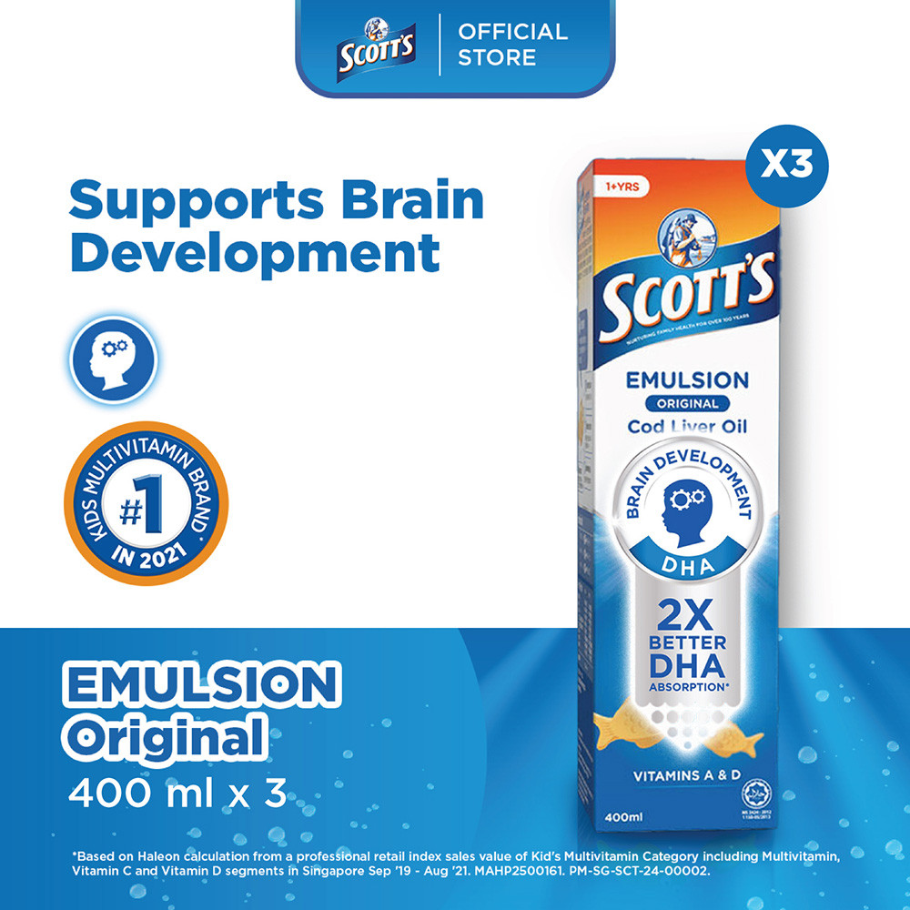 [3 Pack] SCOTT'S Emulsion Cod Liver Oil with Omega 3 Fatty Acid DHA ...