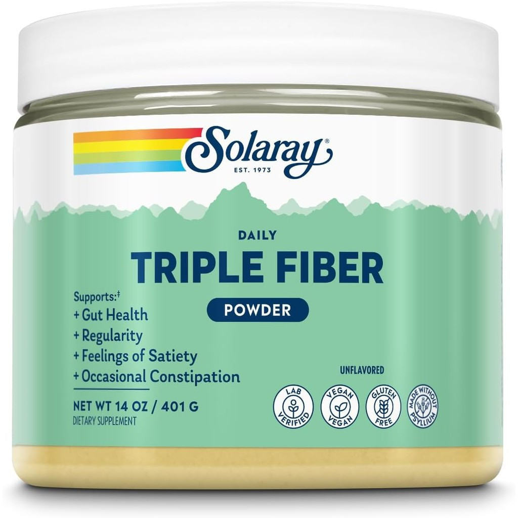 SOLARAY Triple Fiber Powder - Daily Fiber Supplement for Women and Men ...